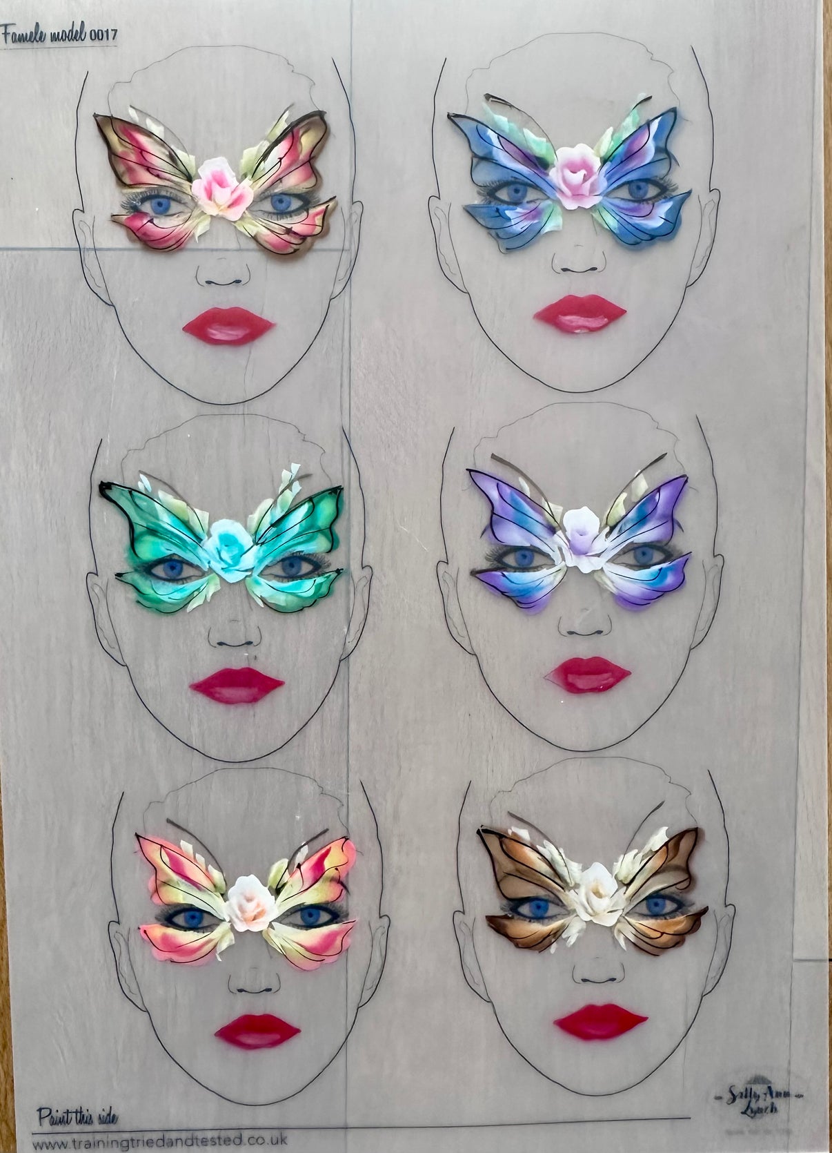 A2 6 x Full Face Ladies Face Painting Practice Board (Portrait) by Sal ...